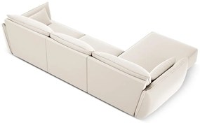 Béžová sametová rohová pohovka (levý roh/s lenoškou) Vanda – Mazzini Sofas
