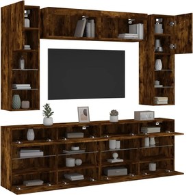 6dílná obývací stěna s LED osvětlením kouřový dub 3216801