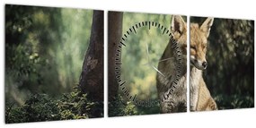 Obraz lišky (s hodinami) (90x30 cm)