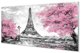 Obraz na skle Paris jarní strom 125x50 cm