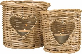 Přírodní proutěná lucerna / svícen se srdcem Routti - Ø 9*10 cm