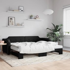Válenda s přistýlkou černá 90 x 190 cm textil 3197646