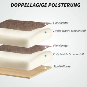 HOMCOM Ergonomická kancelářská židle, naklápěcí opěrka zad, podnožka, měkká látka, světle hnědá