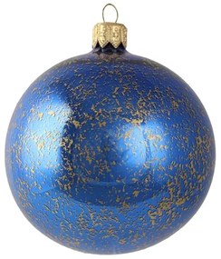 Vánoční baňka modrá zlatý dekor