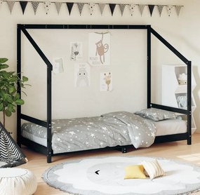 vidaXL Dětská postel 90 x 190 cm masivní borové dřevo [835713] Barva: Černá