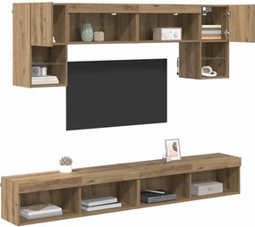 TV nástěnné jednotky s LED 6 ks Artisanový dub Kompozitní dřevo 3402963