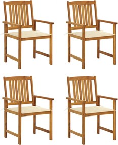 vidaXL Zahradní židle s poduškami 4 ks masivní akáciové dřevo [3061186] Barva: Vzor červená kostka