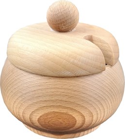 AMADEA Dřevěná cukřenka s pokličkou, masivní dřevo, 10 cm