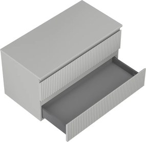 Mexen Rivel, koupelnová skříňka 90 cm s pracovní deskou, 2 zásuvky, drážkovaná, matná šedá, 91A20-09047-2-BFFC62