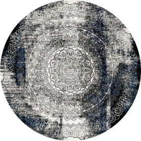 Kusový koberec Currus černý Kulatý 240 cm průměr