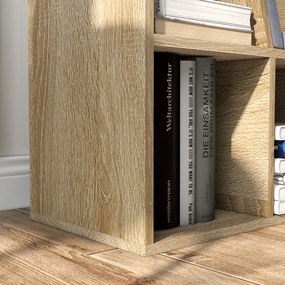 HOMCOM Moderní design 2-v-1 Knihovna s lavičkou s 6 přihrádkami a 3 polštáři Dub šedý 102D x 30Š x 61V cm