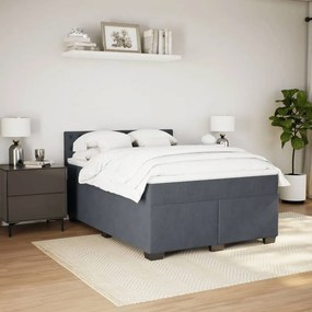 Box spring postel s matrací tmavě šedá 160x200 cm samet 3288667