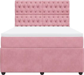 Box spring postel s matrací růžová 140x190 cm samet 3294645