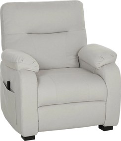 HOMCOM elektrické relaxační křeslo nastavitelná, USB připojení, opěrka nohou, boční kapsy, dálkové ovládání, 96x90x103 cm, krémová