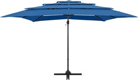 4stupňový zahradní slunečník hliníková tyč azurový 250 x 250 cm 313827