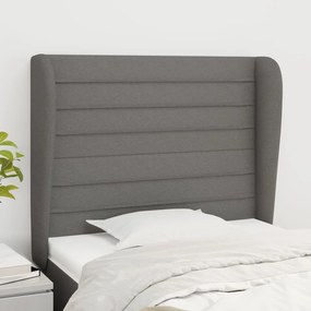 Čelo postele typu ušák tmavě šedé 103x23x118/128 cm textil 3118087