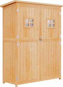 Outsunny Zahradní Domek Dřevěný Zahradní Skříň Venkovní Úložný Box Malý Zahradní Domek s Policemi Voděodolná Střecha Dvoukřídlé Dveře Úložný Prostor …