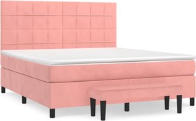 Box spring postel s matrací růžová 180x200 cm samet 3137862