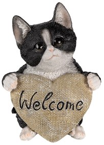 Dekorativní soška koťátka se srdcem Welcome - 12*9*15 cm