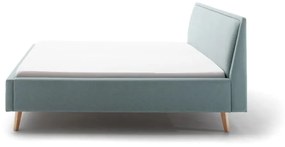 Modrošedá čalouněná dvoulůžková postel s úložným prostorem s roštem 160x200 cm Frieda – Meise Möbel