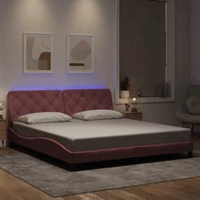 Rám postele s LED bez matrace růžový 180 x 200 cm samet 3213872