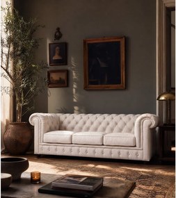 Krémová sametová pohovka 230 cm Cambridge – Ropez
