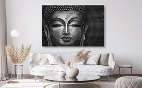 Obraz tvář Budhy v černobílém provedení - 120x80 cm