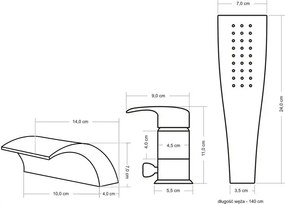Stojánková vanová baterie REA RIVEN zlatá kartáčovaná
