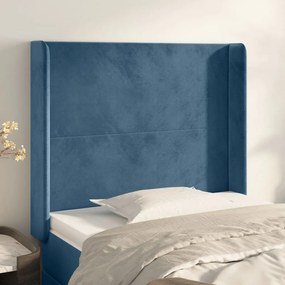 Čelo postele typu ušák tmavě modrá 83x16x118/128 cm samet 3119334
