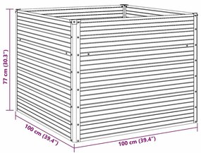 vidaXL Marketos Vyvýšený záhon hnědý 100 x 100 x 77 cm pozinkovaná ocel