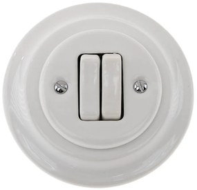 Bohemia-Design - Porcelánový retro dvojitý vypínač s rámečkem č. 5 bílá 12357537