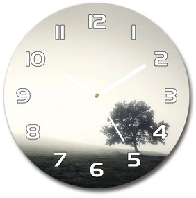 Wallmuralia Skleněné hodiny kulaté Samotný strom fi 30 cm