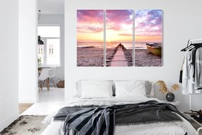 Vícedílný obraz Loď Na Pláži 3D Nedostatek Nedostatek Plátno Canvas 60x40