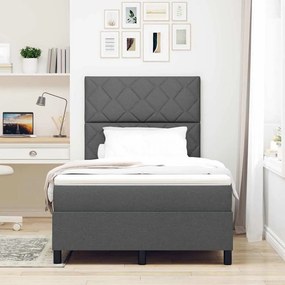 Postel s boxspringem s čelo Tmavě šedá 120 x 200 cm textil 3339456