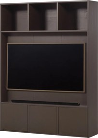 Tmavě hnědá TV sestava z borovicového dřeva 160x215x40 cm Meggy – WOOOD
