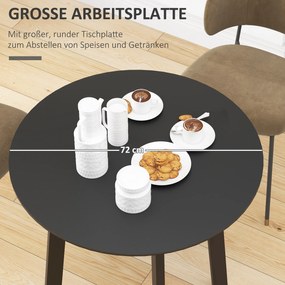 HOMCOM Jídelní stůl Kulatý kuchyňský stůl Odkládací stolek Jídelní stůl se zkosenými nohami do kuchyně Jídelna Obývací pokoj Moderní design Černá 72 …
