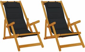 plážová židle 2 ks Hnědá Masivní akátové dřevo 3325140