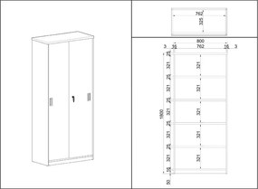Vysoká skříň SimpleOffice 80 x 40 x 180 cm, bílá