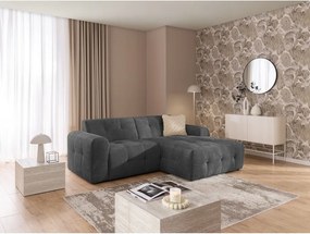 Tmavě šedá rohová pohovka (pravý roh/s lenoškou) Melva – Ropez