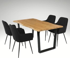 Vikio Jídelní set pro 4 osoby 160x90 cm dub noha U černá židle s područkami VJS166-4C