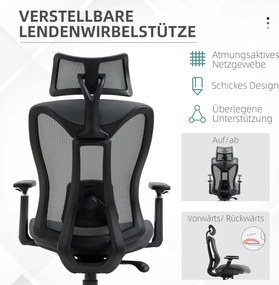 Kancelářská židle Vinsetto Ergonomická kancelářská židle s funkcí polohování Mesh grey pro pohodlnou práci a relaxaci |