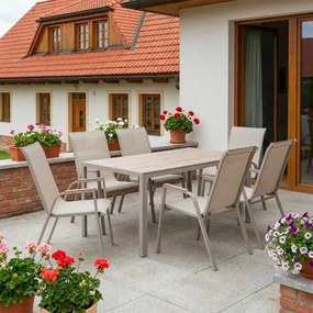 Vikio Zahradní jídelní set 150x90 pro 6 osob bežová AZS156BE-6