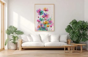 Barevná louka - obraz - Jemné květiny v akvarelovém stylu 43 - 40 x 50 cm - 499 Kč
