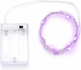 LED světýlka na baterie, kapičky, 2,30 m, růžová, 20 diod, drátek, IP20 interiér, 3 × AA