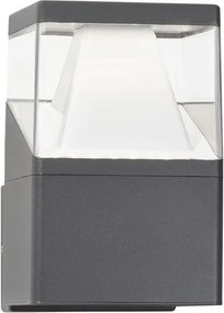 NV 813101 Venkovní nástěnné svítidlo LOCK hliník tmavě šedá bílý a čirý akrylový difuzor LED 12W 220-240V 45st. IP54 3000K nebo 4000K - NOVA LUCE