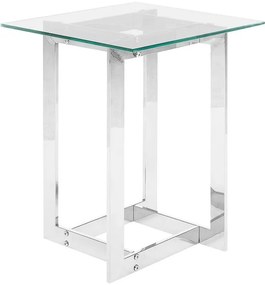 Odkládací stolek stříbrný se skleněnou deskou CRYSTAL Beliani