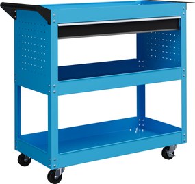 Kufr na nářadí Vozík na nářadí Box na nářadí, 3 úrovně, 4 kolečka, 82 cm x 35 cm x 76 cm, modrý
