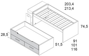ROS1 22mood - Studentský pokoj s postelí, psacím stolem a šatní skříní