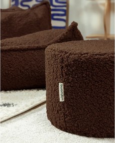 Tmavě hnědý dětský puf z textilie bouclé Warm Hazel – Wigiwama