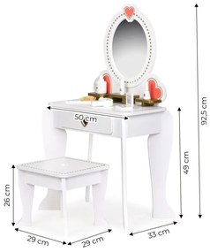 Velký dřevěný dětský toaletní stolek se zrcadlem